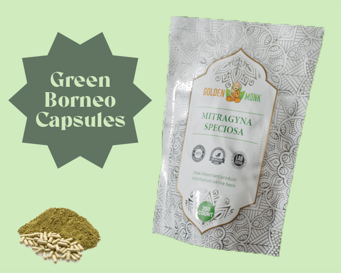 Buy Green Borneo Kratom Capsules Online | Golden Monk